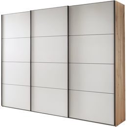 Schwebetürenschrank Wiemann "Phoenix, Made in Germany, modernes Design, Highlight, Blickfang", bianco, eiche, nachbildung, B:279cm H:217cm T:67cm, Schränke, maximaler Staurraum, inkl.Einlegeböden, Wäscheböden u. Dämpfer