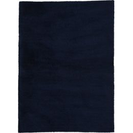 Hochflor-Teppich CarpetFine "Silky, auch als Läufer erhältlich", blau, B:60cm H:20mm L:90cm, Mikropolyester, Teppiche, Shaggy, Langflor, uni, besonders weich, Handarbeit