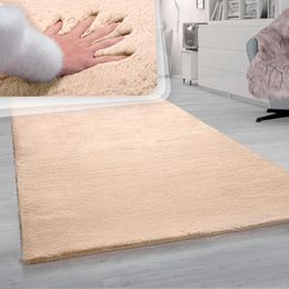 Fellteppich Paco Home "Rabbit 780", beige (sand), B:160cm H:26mm L:230cm, Polyester, Teppiche, Fellteppich, Kunstfell, Kaninchenfell-Haptik, ein echter Kuschelteppich, Uni-Farben