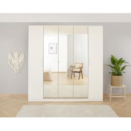 Drehtürenschrank Rauch "Kleiderschrank Schrank Garderobe Ankleide KOLUNA mit Dekor-Front", weiß (alpinweiß), B:226cm H:210cm T:54cm, Holzwerkstoff, Schränke, mit Spiegel, inkl. 2 Innenschubladen sowie extra Böden