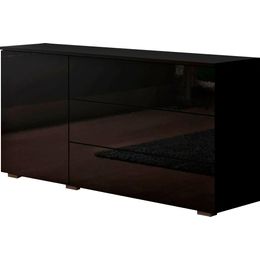 Sideboard Inosign "PARIS", schwarz (graphite schwarz matt, schwarz hochglanz), B:111cm H:68cm, Sideboards, Moderne 110cm breite grifflose Kommode, vielseitig einsetzbar