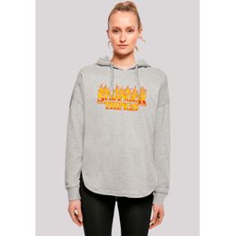 Kapuzenpullover F4NT4STIC "Stranger Things Fire Logo Women Netflix TV Series", Damen, Gr. XS, grau, Obermaterial: 100% Baumwolle, oversize, Pullover, Premium Qualität