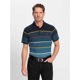 Poloshirt Marco Donati "Kurzarm-Shirt", Herren, Gr. 44/46, blau (marine, topas, gestreift), 95% Baumwolle, 5% Elasthan, gemustert, gestreift, mehrfarbig, Shirts