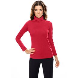 Rollkragenshirt Heine "Rollkragen-Shirt", Damen, Gr. 34, rot, 95% Baumwolle, 5% Elasthan, unifarben, Shirts