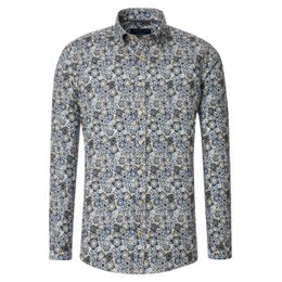 Langarmhemd Casamoda "Casamoda Freizeithemd Print", Herren, Gr. L, Normalgrößen, blau, 100% Baumwolle, bedruckt, comfort fit, Hemden