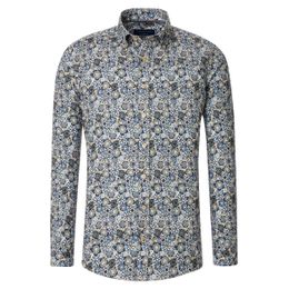 Langarmhemd Casamoda "Casamoda Freizeithemd Print", Herren, Gr. L, Normalgrößen, blau, 100% Baumwolle, bedruckt, comfort fit, Hemden