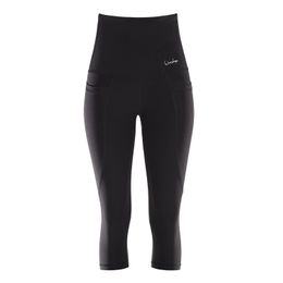 Leggings WINSHAPE "&frac34;-Functional Comfort HWL215C", Damen, Gr. L, Normalgr&ouml;&szlig;en, schwarz, 85% Polyester, 15% Elasthan, Hosen Leggings, High Waist mit praktischen Taschen