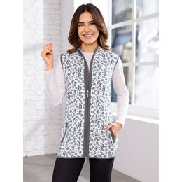 Sweatweste, Damen, Gr. 42, beige (ecru, anthrazit, bedruckt), 60% Baumwolle, 40% Polyester, gemustert, Westen