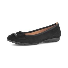 Ballerina Gabor, Damen, Gr. 38,5, schwarz (schwarz, schwarz), Ziegenveloursleder, unifarben, Schuhe Ballerina, Businessschuh, Schlupfschuh mit Hovercraft-Luftkammern