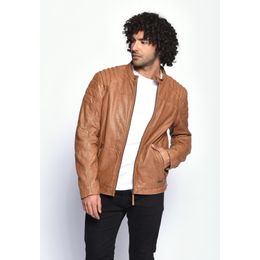 Lederjacke Mustang "Wellington", Herren, Gr. S, braun (chestnut), Obermaterial: 100% Lammleder. Futter: 100% Baumwolle. Wattierung: 100% Polyester, ohne B&uuml;ndchen, Jacken