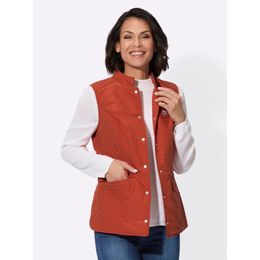 Steppweste Casual Looks, Damen, Gr. 52, rot (rostrot), 100% Polyester, unifarben, Westen Steppweste