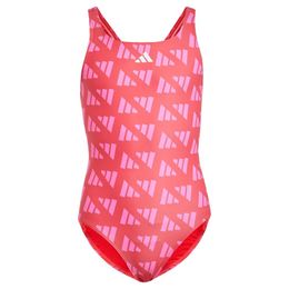 adidas Performance Badeanzug 'Logo Graphic V-Back Swimsuit' Mädchen Größe 116 rosa / himbeer / weiß