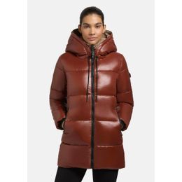 Kurzmantel Khujo "Grana-YM", Damen, Gr. S (36), braun, Obermaterial: 100% Nylon. Futter: 100% Nylon. Wattierung: 100% Polyester, figurumspielend Po-bedeckend, hoch geschlossener Ausschnitt, &Auml;rmel ohne &Auml;rmelschlitz normaler Saum, M&auml;ntel Kurzmantel, Gl&auml;nzender kurzer gesteppter Damen Wintermantel