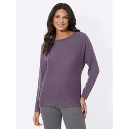 Fledermauspullover Classic Basics "Fledermauspullover", Damen, Gr. 44, lila (feige, meliert), 40% Viskose, 30% Polyamid, 25% Polyester, 5% Kaschmir, unifarben, Pullover