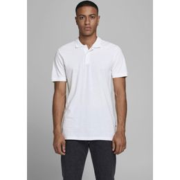 Jack & Jones Poloshirt JACK & JONES "BASIC POLO", Herren, Gr. L, weiß, Piqué, Obermaterial: 100% Baumwolle, schmal hüftbedeckend, Rundhals, Bündchen, Shirts