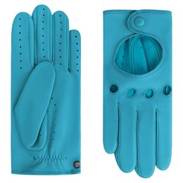 Roeckl Lederhandschuhe 'ROM AUTOFAHRER' Damen Größe L türkis / neonblau / hellblau