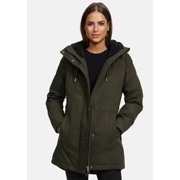 Winterjacke Navahoo "Winterfunke", Damen, Gr. L, gr&uuml;n (olive), Obermaterial: 100% Baumwolle; Innenseite: 100% Polyester; Futter: 100% Polyester; Wattierung: 100% Polyester, Jacken Winterjacke, Designer Winterjacke mit Teddyfell gef&uuml;ttert