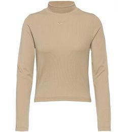 Nike Nsw Croptop Damen - beige - Gr. M - Polyester/Lyocell/Elastan