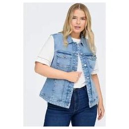 Jeansweste Only CARMAKOMA "CARWESPA WEST DNM PIM619 NOOS", Damen, Gr. 42, blau (light blau denim), Denim/Jeans, Obermaterial: 79% Baumwolle, 20% Polyester, 1% Elasthan, unifarben, regular fit normal, Westen