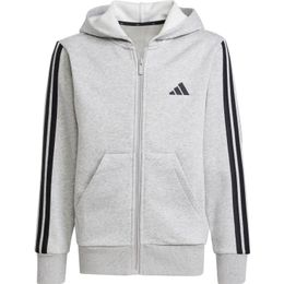 Adidas 3 Stripes Sweatjacke Jungen - grau - Gr. 128 - Baumwolle/Polyester/Viskose