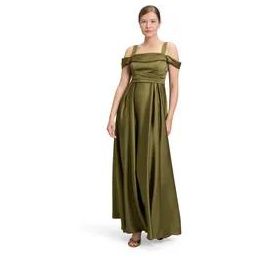 Abendkleid Vera Mont "Damen schulterfrei", Damen, Gr. 42, Normalgr&ouml;&szlig;en, lila (shiny olive), Obermaterial: 100% Polyester; Futter: 100% Polyester, ausgestellt lang, Wasserfallausschnitt, Kleider Abendkleid