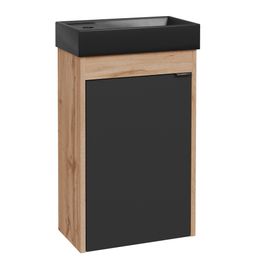 ASTOR Waschbecken mit Unterschrank 'Benita' eichefarben, schwarz 40 x 66 x 22 cm