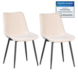 ALBATROS BOSA Samtstuhl Beige &ndash; 2er-Set Esszimmerst&uuml;hle im modernen Retro-Design, gepolstert & ergonomisch, DEKRA-gepr&uuml;ft, pflegeleichter Bezug