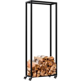 CLP Kaminholzst&auml;nder innen Metall mit Rollen Hilta, Kaminholzregal aus stabilem Metall, Aufbewahrung f&uuml;r Brennholz im Wohnzimmer