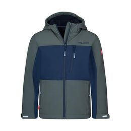 Trollkids Softshelljacke "Bergsfjord" in Khaki/ Dunkelblau - 32% | Gr&ouml;&szlig;e 152 | Kinder-outdoor-jacken