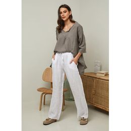 Fleur de Lin Leinen-Hose "Garancel" in Wei&szlig; - 80% | Gr&ouml;&szlig;e XL | Damenhosen