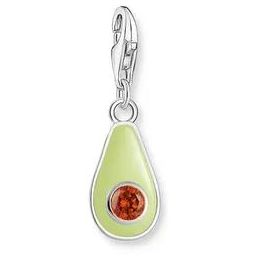 Charm-Einh&auml;nger Thomas Sabo "Avocado-Motiv bunt", silber (silberfarben, gr&uuml;n, braun, braun), Charms, Damen, Silber 925 (recycelt), mit Zirkonia (synth.)