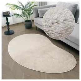 Teppich OTTO HOME "Cali Bean" Gr. 72, beige (creme), B:120cm H:16mm L:180cm, Kunstfaser, Teppiche, Teppich, besondere Form, Uni, weich, waschbar, Wohnzimmer, Schlafzimmer