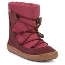 Barfu&szlig;schuh froddo "BAREFOOT TEX TRACK", M&auml;dchen, Gr. 33, rot (bordeaux pink grau), Textil, Veloursleder, Schuhe Barfu&szlig;schuh, Snowboots, Winterstiefel mit TEX-Membrane