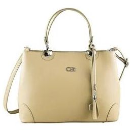 Schultertasche "Mademoiselle", Damen, Gr. B/H/T: 31cm x 23cm x 11cm onesize, beige, Leder, Collezione Alessandro, Taschen Schultertasche, hochwertiges Rindsleder mit Quaste und Anh&auml;nger