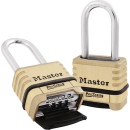 Master Lock Masterlock Vorh&auml;ngeschloss, Messing, mit Zahlenkombination, VE 4 Stk, r&uuml;cksetzbar