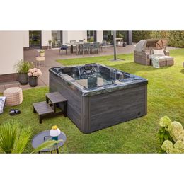 Home Deluxe Outdoor Whirlpool BLACK MARBLE - Mit Treppe und Thermoabdeckung