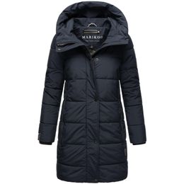 Marikoo Damen Winterjacke Mantel lang warm gefüttert Steppjacke mit Kapuze taillierter Steppmantel Jacke Winter Karumikoo