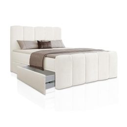 Juskys Boxspringbett Manitoba mit Bettkasten 180x200 cm - Topper & hochwertige Polsterung inklusive - Creme