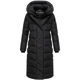 Navahoo Damen Steppmantel Lang Jacke Stepp Wintermantel gefüttert Anorak Parka Kapuze & Kragen Engelsfeder