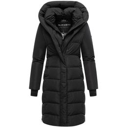 Navahoo Damen Winter Steppmantel Parka lang mit Kapuze - warme elegante Winterjacke, gefütterter Wintermantel Laubzauber