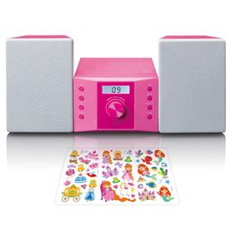 Lenco Micro Set mit CD FM Radio AUX-IN Aufkleber Pink