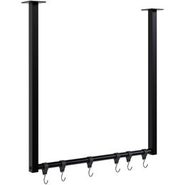 CLP Kleiderstange Fenton mit 6 Kleiderhaken I Kleiderständer für Deckenmontage I Garderobenstange aus Metall