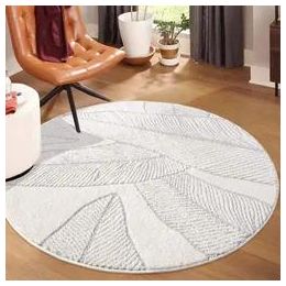 Teppich Carpet City "LOUNGE 0629", grau, H:15mm &Oslash;:200cm, Obermaterial: 100% Polyester, Teppiche, Teppich, Kurzflor-Teppich Modern, Hoch-Tief-Struktur, Wohnzimmer, Schlafzimmer