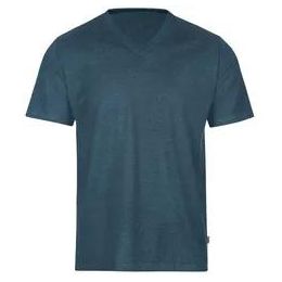 T-Shirt TRIGEMA "TRIGEMA V-Shirt DELUXE Baumwolle", Damen, Gr. L, blau (jeans, melange), 100% Baumwolle, Basic, Shirts T-Shirt