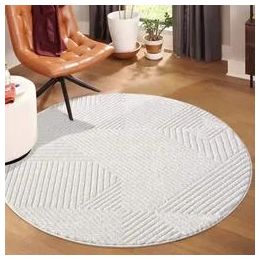 Teppich Carpet City "LOUNGE 0632", beige (creme), H:15mm &Oslash;:200cm, Obermaterial: 100% Polyester, Teppiche, Teppich, Kurzflor-Teppich Modern, Hoch-Tief-Struktur, Wohnzimmer, Schlafzimmer