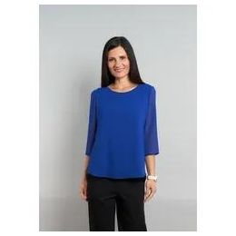 Chiffonbluse Seidel Moden, Damen, Gr. 38, blau, Chiffon, Obermaterial: 100% Polyester. Obermaterial 2: 95% Viskose, 5% Elasthan, unifarben, l&auml;ssig geschnitten h&uuml;ftbedeckend, Rundhals, Blusen Chiffonbluse, in eleganter 2 in 1 Optik - MADE IN GERMANY