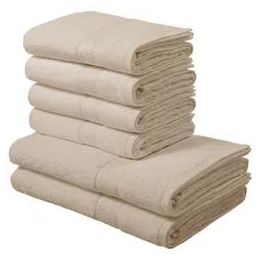 Handtuch Set OTTO HOME "Juna, als Set und Serie, 2 Duscht&uuml;cher (70x140) 4 Handt&uuml;cher (50x100)", beige (creme), 6, Walkfrottee, Walkfrottee, Obermaterial: 100% Baumwolle, Handtuch-Sets, 100% Baumwolle, Handtuch-Set mit Bord&uuml;re, Uni-Farben, weich