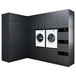 Mehrzweckschrank-Set LAUNDREEZY "Laundreezy, 12-tlg. Mehrzweckschrank-Set B/H/T 285/238/68 cm", anthrazit matt, B:285cm H:238cm T:68cm, Holzwerkstoff, Kastenm&ouml;bel-Sets, Breite 285 cm, Soft-Close-Funktion, h&ouml;henverstellbare F&uuml;&szlig;e