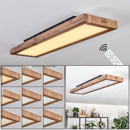 hofstein Salmi Deckenpanel LED Holzoptik, Schwarz, 1-flammig, Fernbedienung