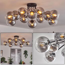 hofstein Gastor Deckenleuchte Glas 15 cm Klar, Rauchfarben, 12-flammig